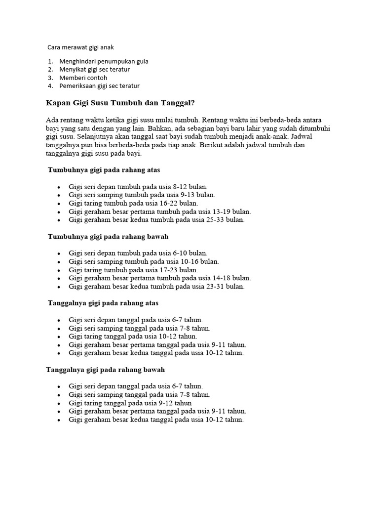 Cara Merawat Gigi Anak | PDF