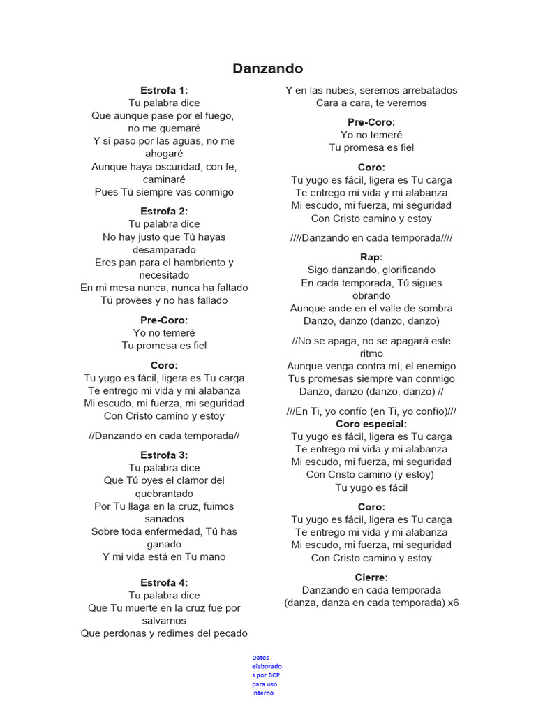 Danzando - Letra | PDF