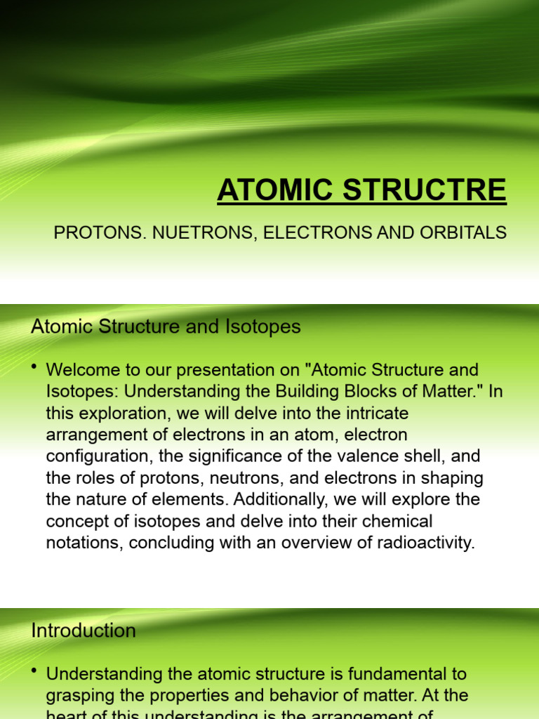Atomic Structre | PDF | Atoms | Electron