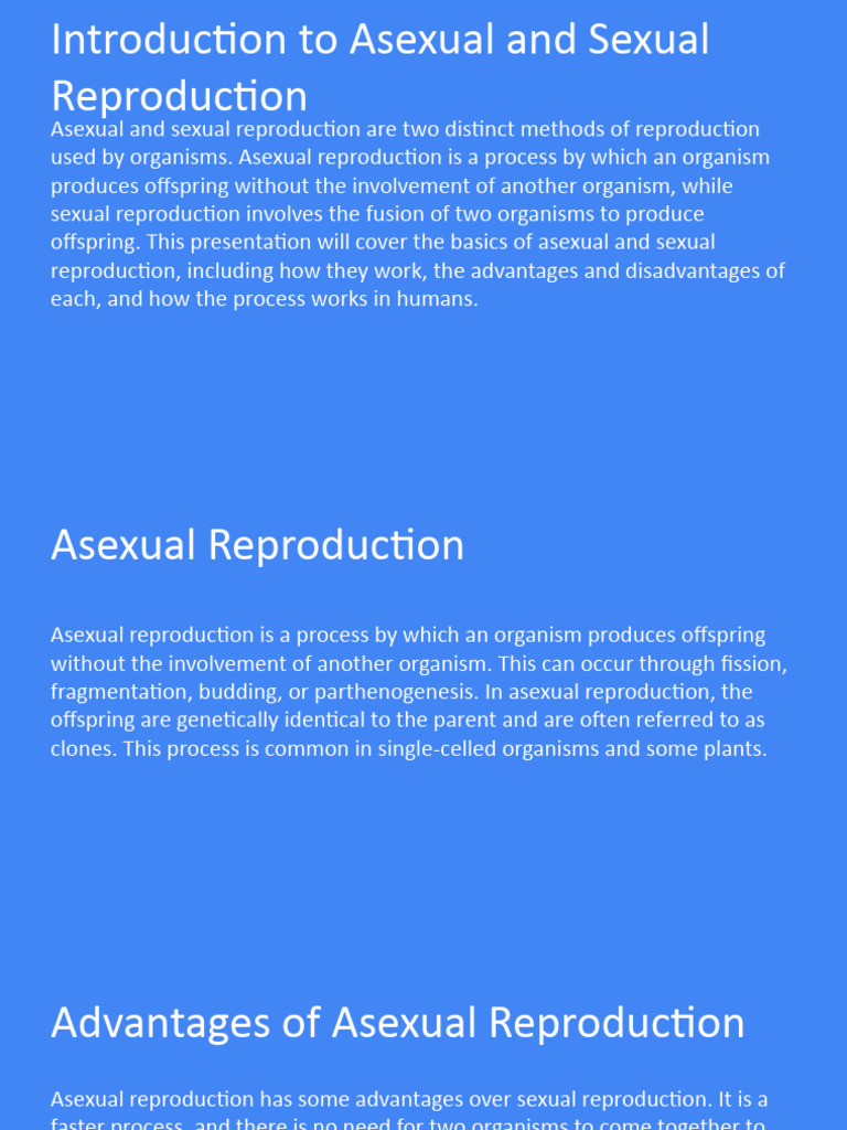 Asexual and Sexual Reproduction | PDF | Reproduction | Sexual Reproduction