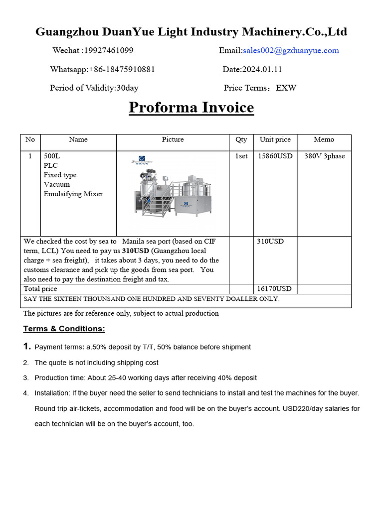 Proforma Invoice | PDF | Pump | Mechanical Engineering