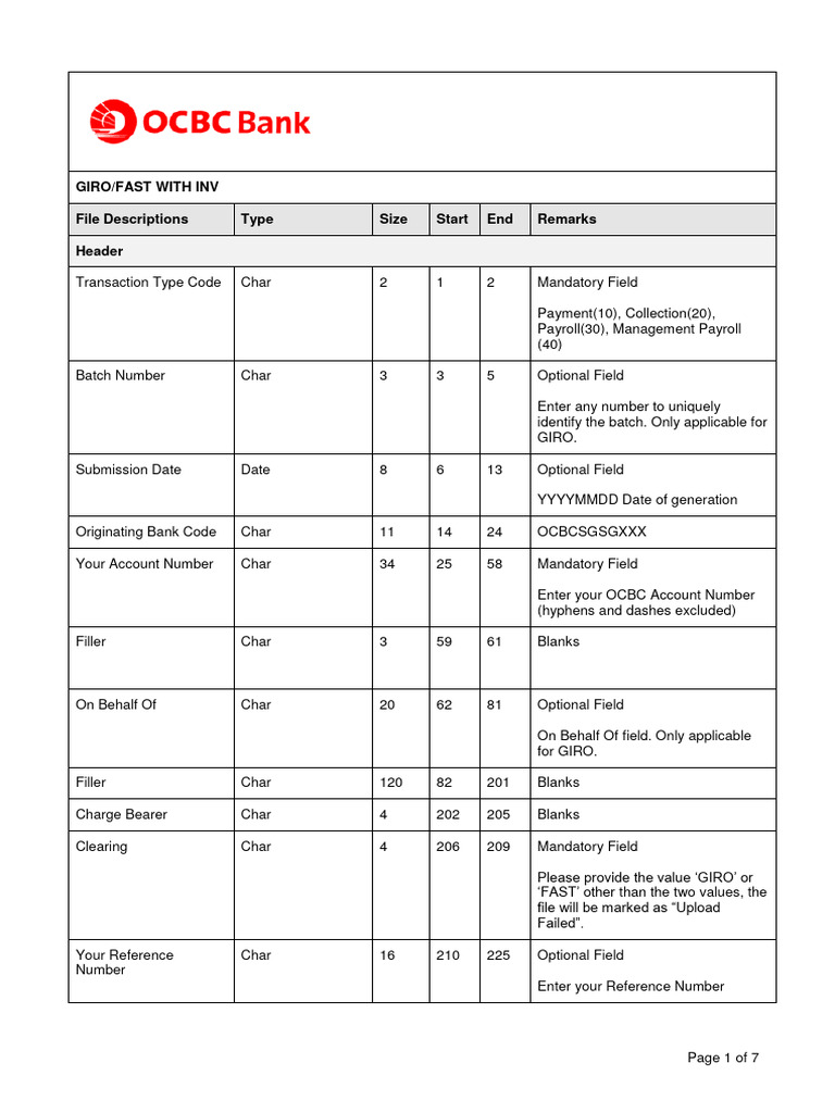 GIRO/FAST File Format Guide | PDF | Payments | Personal Finance
