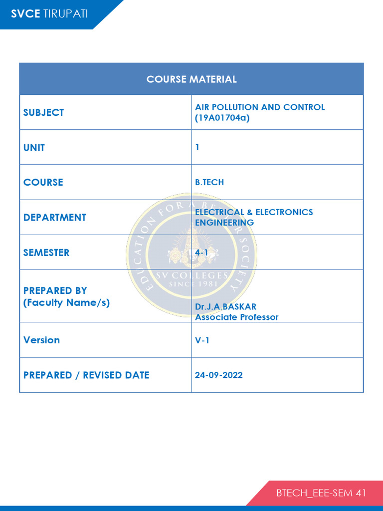 Apc Unit-1 | PDF | Atmosphere Of Earth | Air Pollution