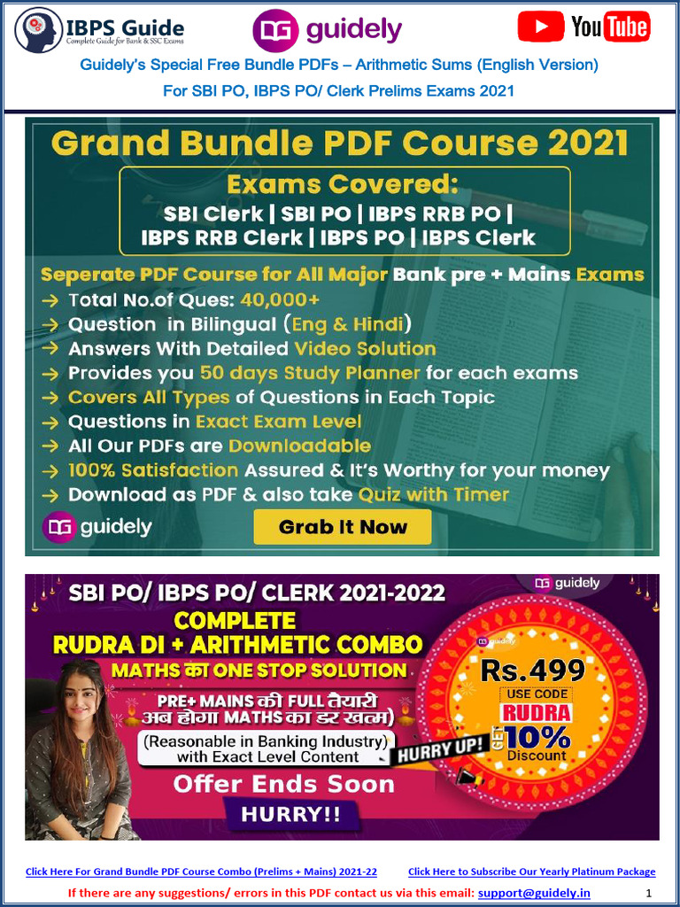 Guidely'S Special Free Bundle Pdfs - Arithmetic Sums (English Version) For Sbi Po, Ibps Po ...