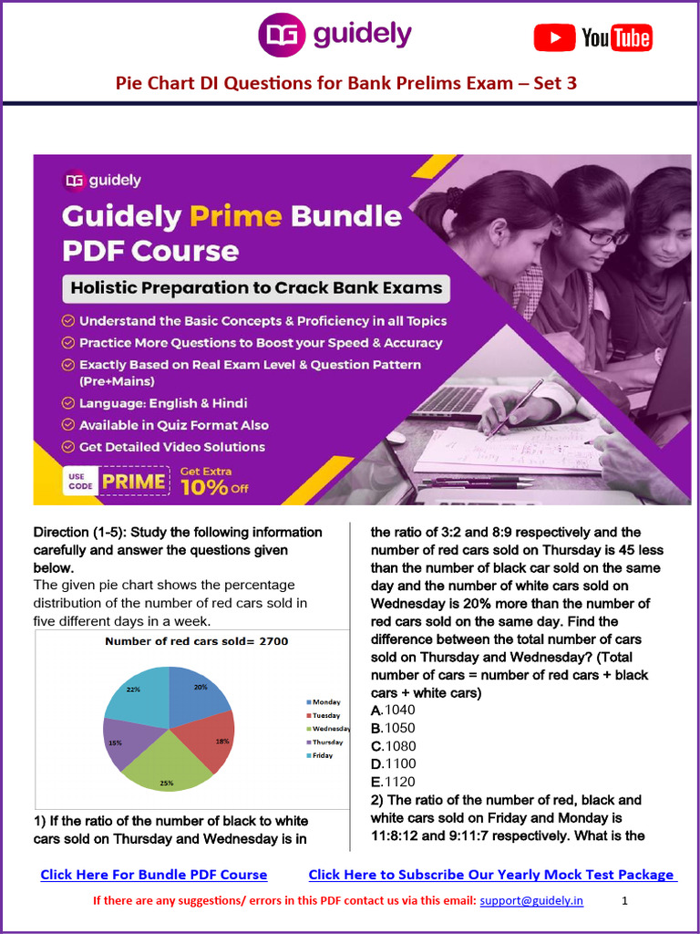 Pie Chart DI Questions For Bank Prelims Exam - Set 3 | PDF