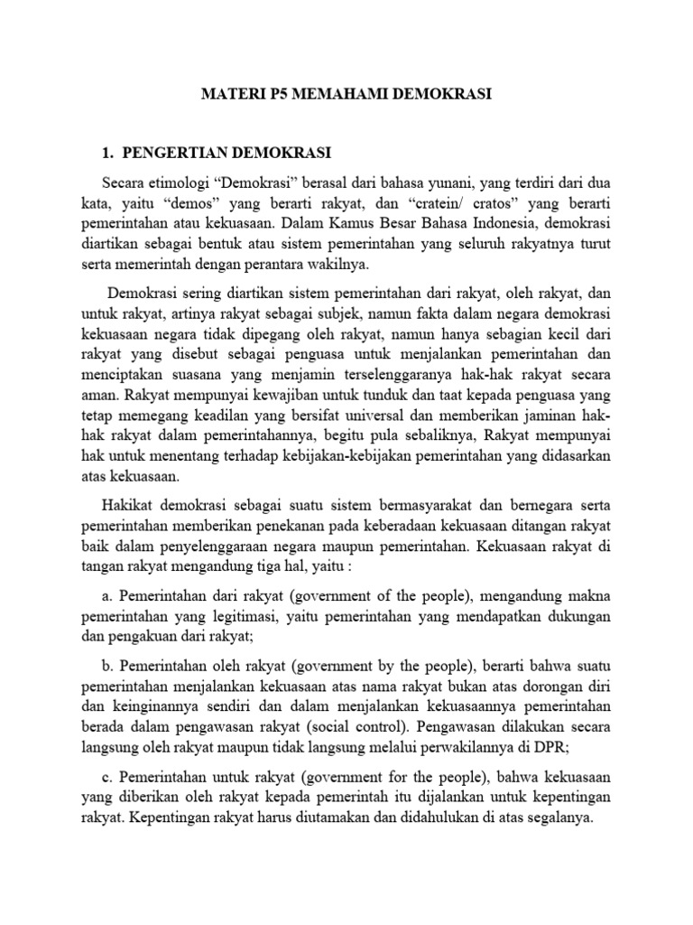 Materi P5 Memahami Demokrasi | PDF | Ilmu Sosial