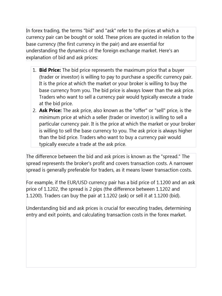 Bid and Ask | PDF | Order (Exchange) | Foreign Exchange Market