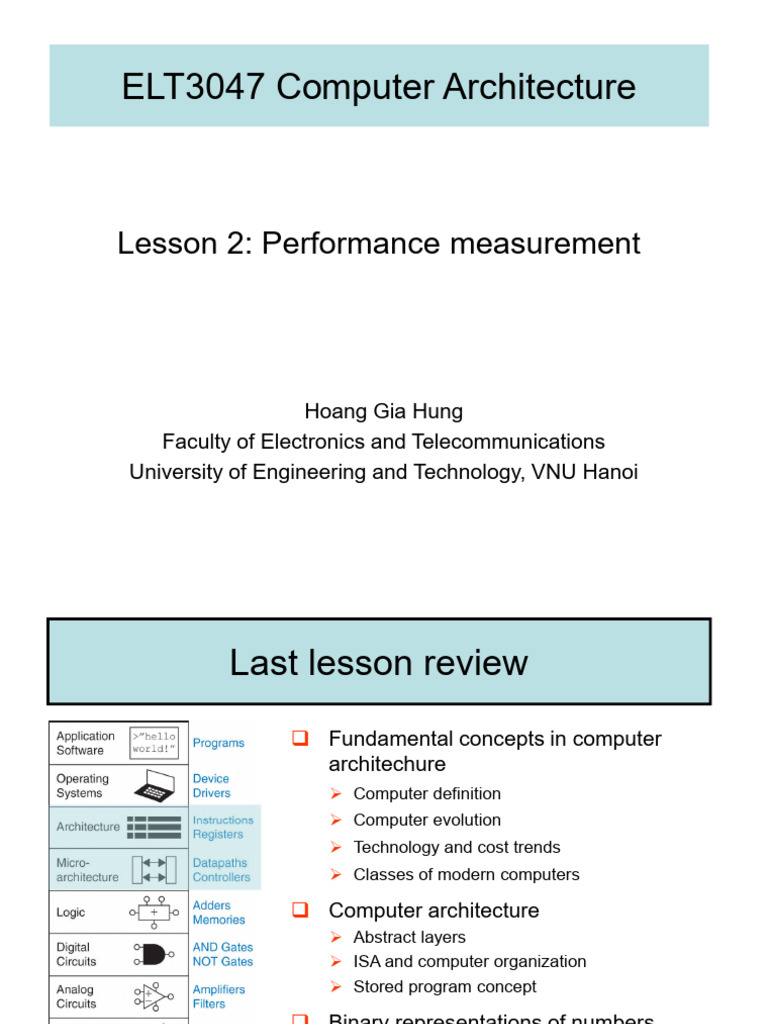 Week 2 Lecture 2 Performance Measurement Pdf Central Processing