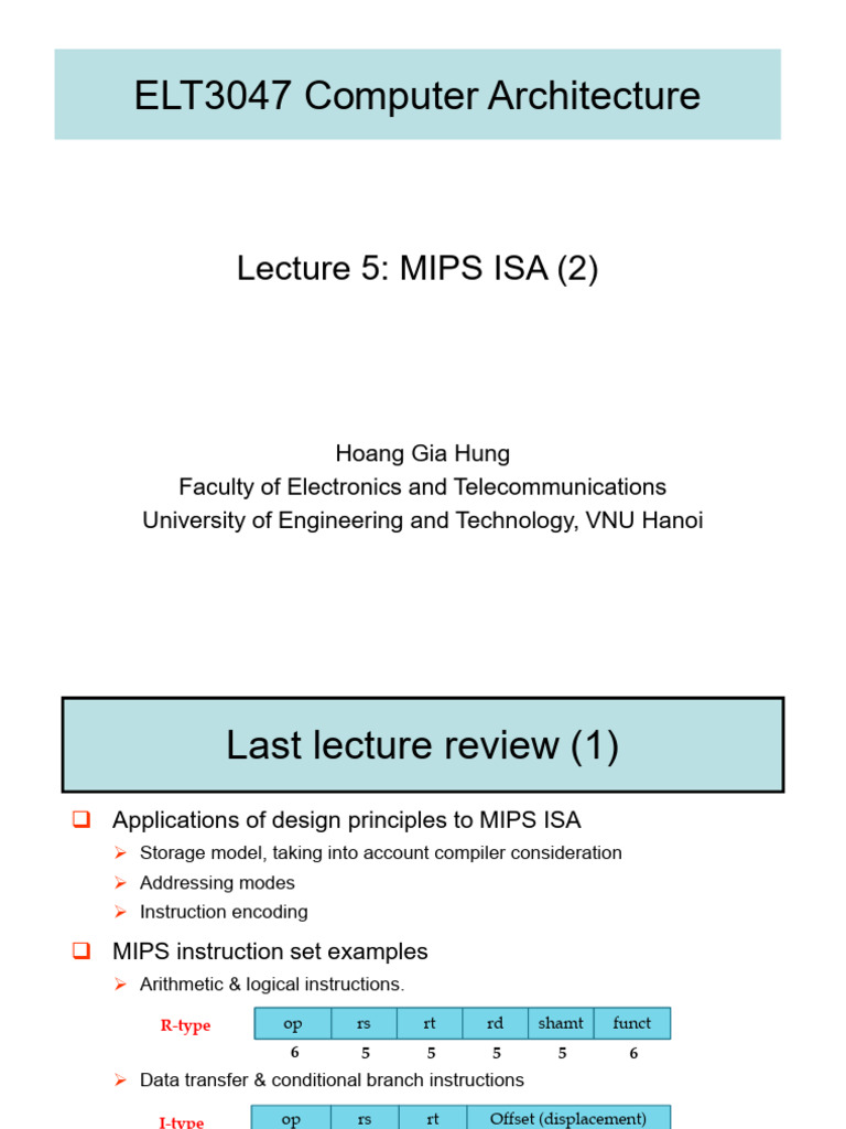 Week 5 - Lecture 5 - MIPS ISA | PDF | Library (Computing) | Information Technology