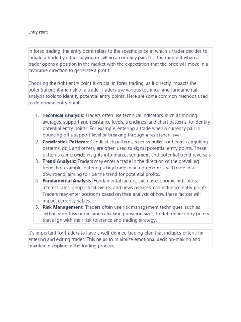Forex Entry Points and Risk Management | PDF | Order (Exchange ...