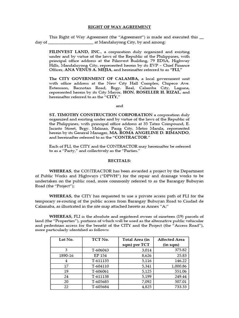 Right of Way Agreement | PDF | Private Law | Common Law