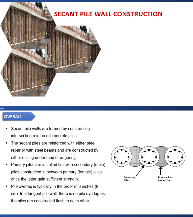 Secant Pile Wall Construction Overview | PDF