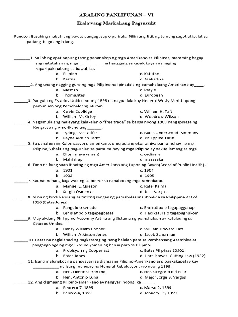 SECOND PERIODICAL TEST IN AP - Final | PDF
