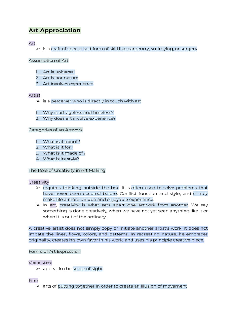 Art-Appreciation BSN | PDF