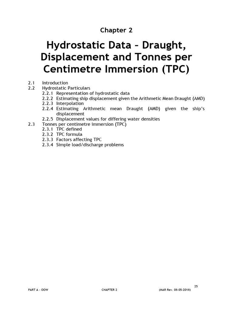 Hydrostatic Data | Download Free PDF | Buoyancy | Density