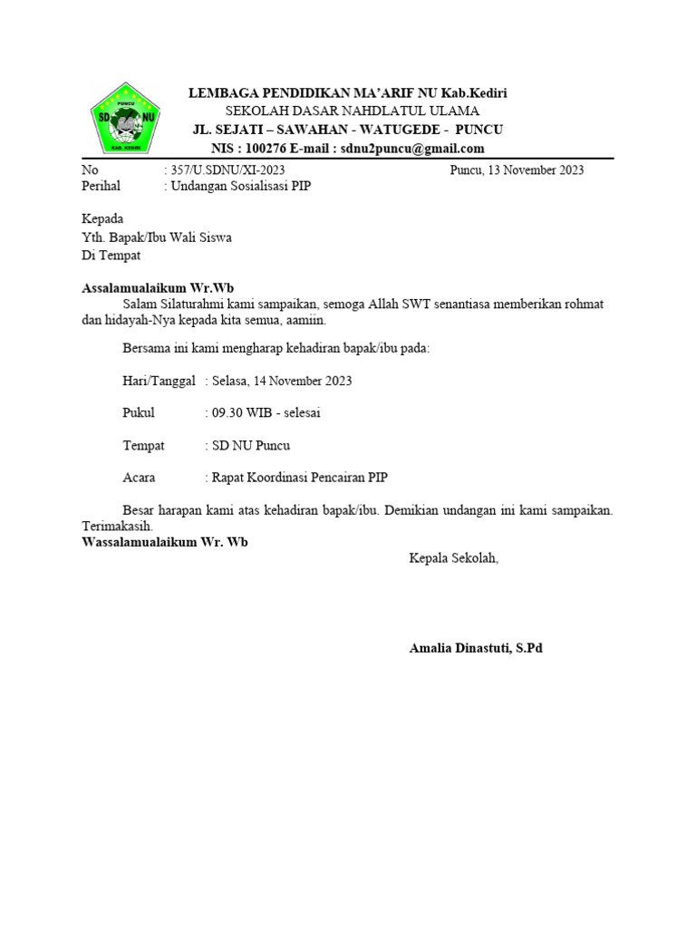 Undangan Pip 2023 | PDF