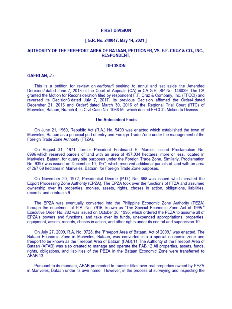 GR 240047 | PDF | Private Law | Civil Law (Common Law)