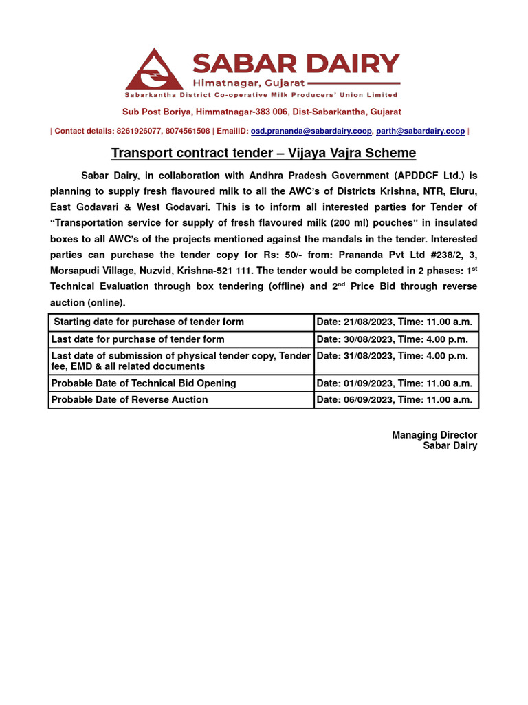 Sabar Diary Tender Ad 23082023 | PDF