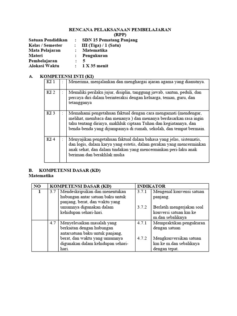 Rencana Pelaksanaan Pembelajaran Diferensiasi Kelas Iii | PDF