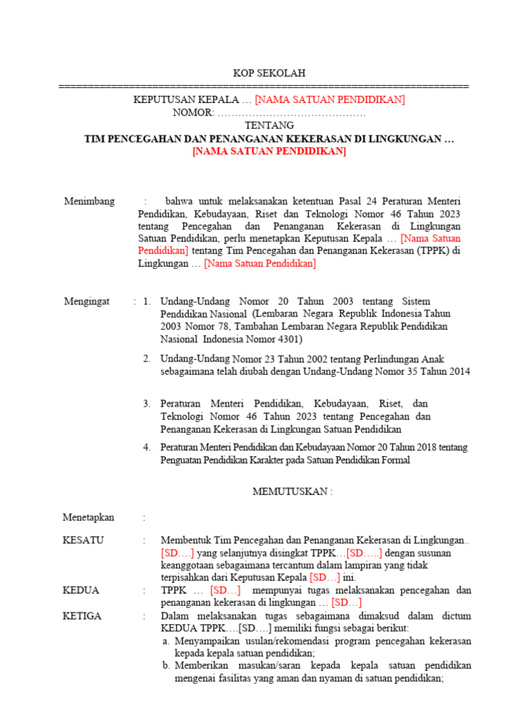 Contoh SK TPPK | PDF