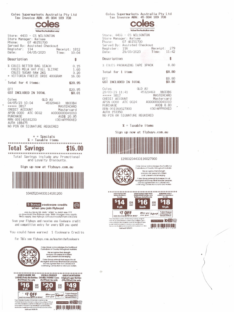 23 04 05 Coles and Extras | PDF