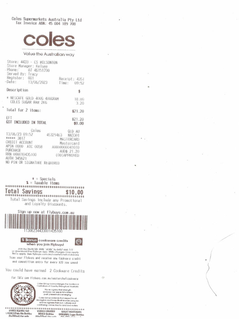 23 06 13 Coles Coffee | PDF