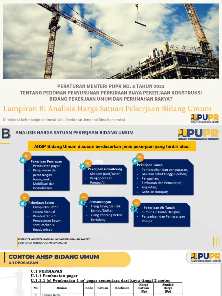 Lampiran B PERMEN 8 2023 - (AHSP Bidang Umum) | PDF