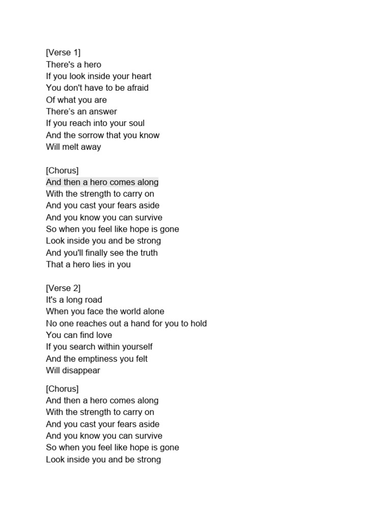 Hero Song Lyrics | PDF