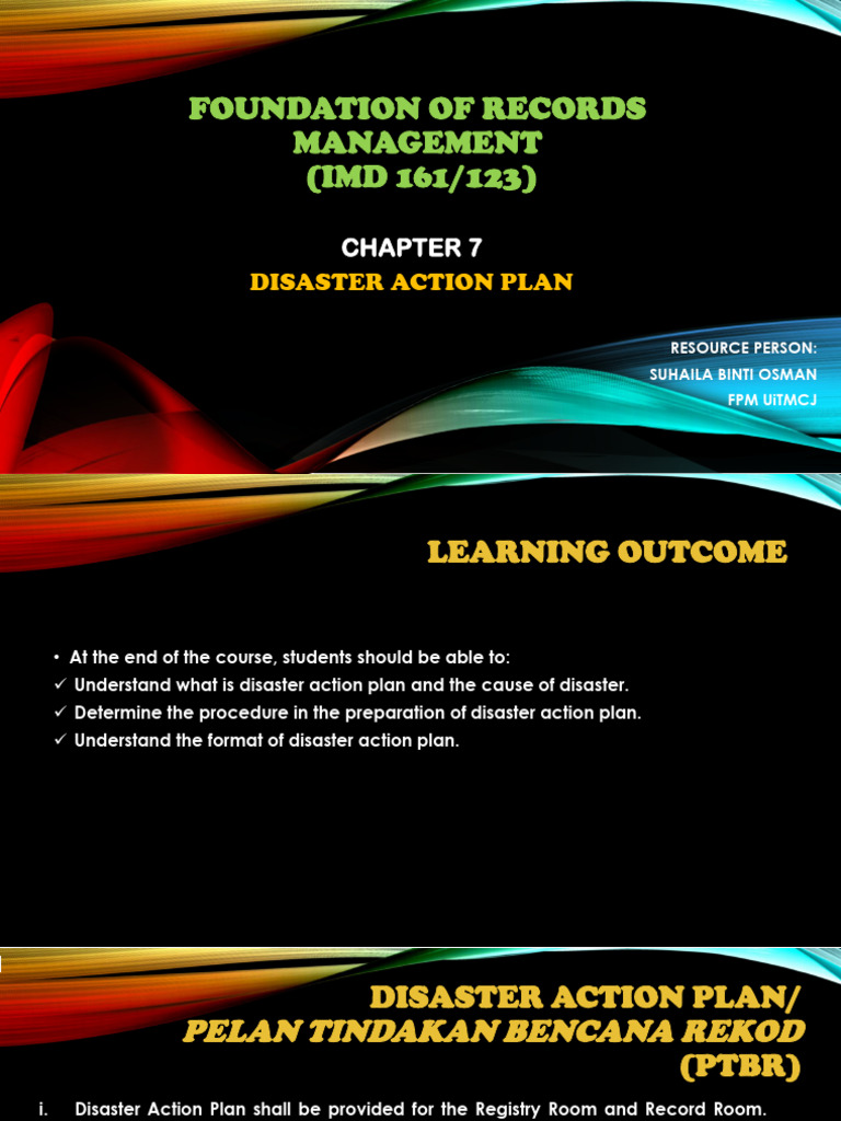 Chapter 7 Disaster Action Plan | PDF | Emergency Management | Safety