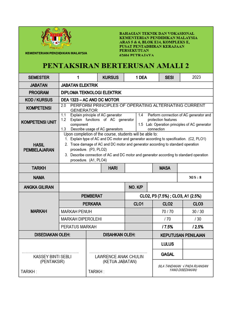 Kertas Amali 2 Dea 1323 | PDF