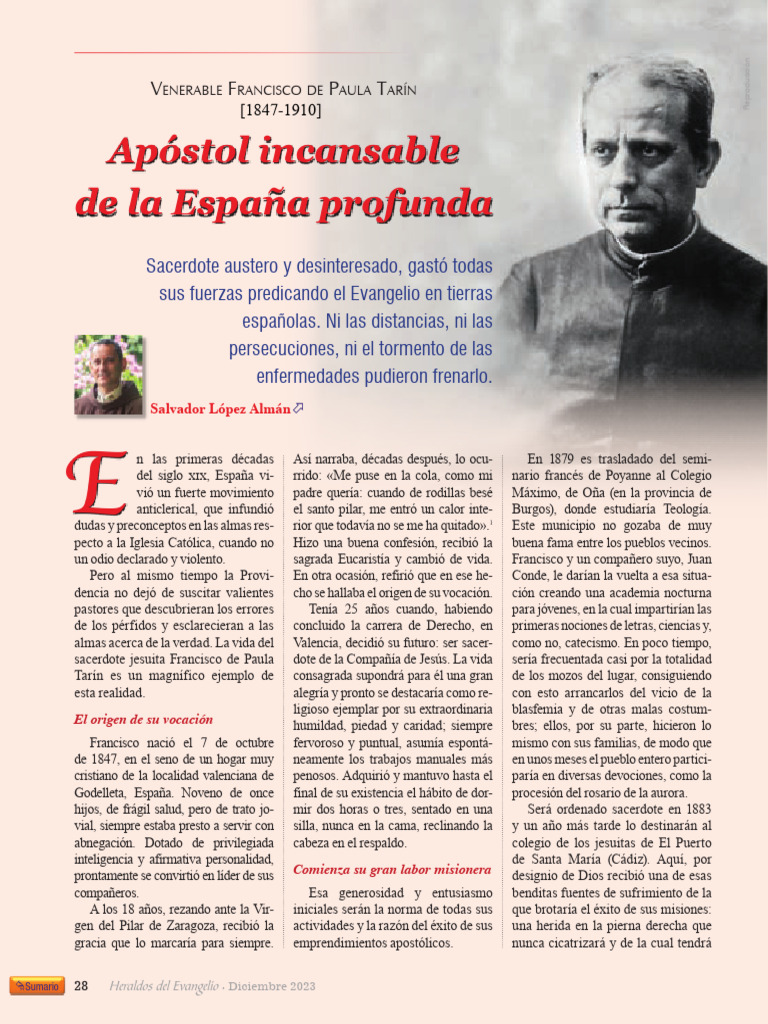 Venerable Francisco de Paula Tarin (1847-1910) | PDF | María, madre de ...