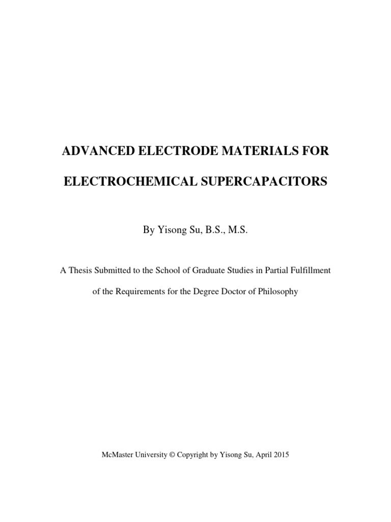 THESIS Yisong Su - Advanced Electrode Materials for Electrochemical Supercapacitors | PDF ...