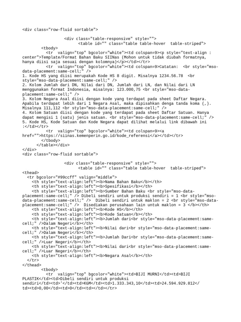Format Bahan Baku SIINas yang Tepat | PDF