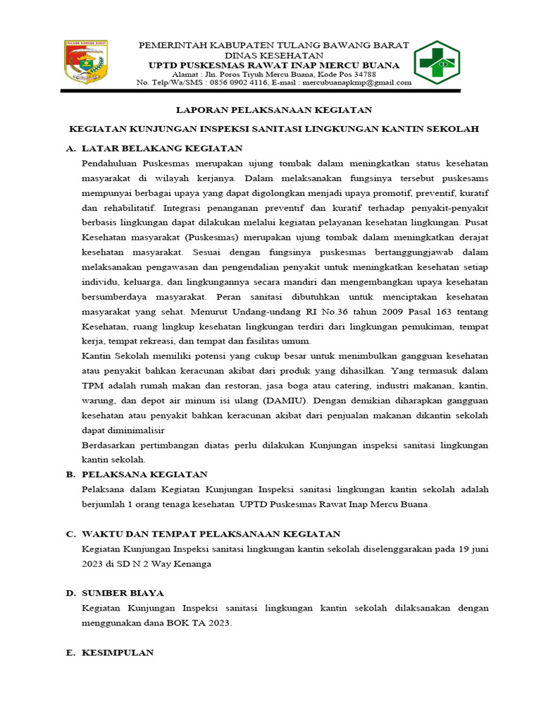 juni-LAPORAN KEGIATAN IKL KANTIN SEKOLAH | PDF | Pengembangan Diri | Kesehatan Holistik