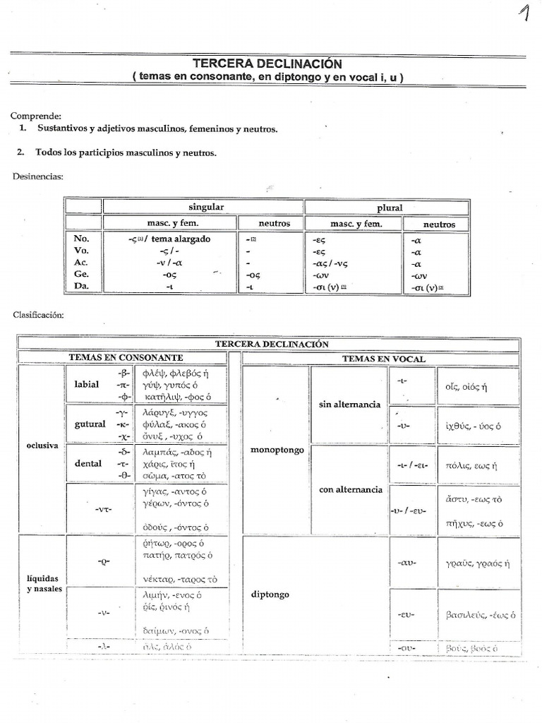Tercera Declinacion Griego | PDF