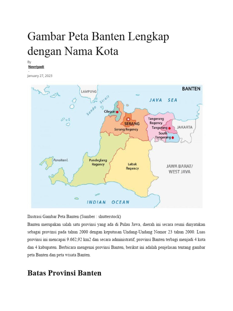 Peta Lengkap Provinsi Banten 2023 | PDF