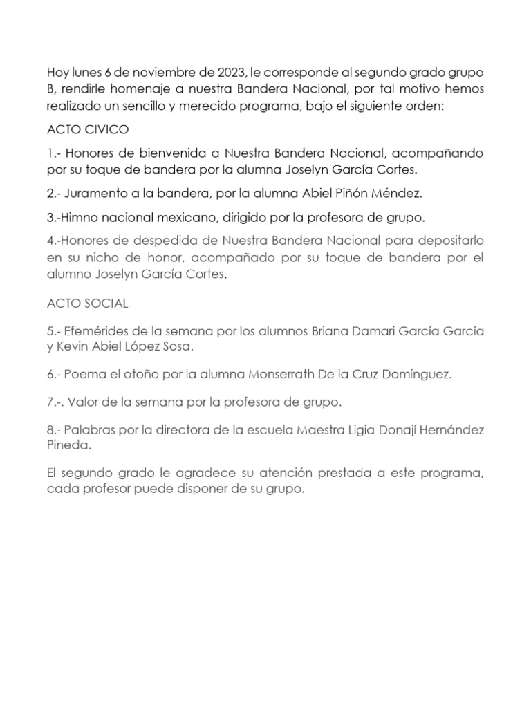 Programa de Homenaje | PDF