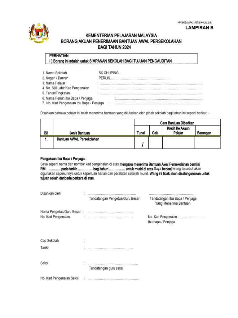 Borang Akuan Penerimaan BAP 2024 | PDF