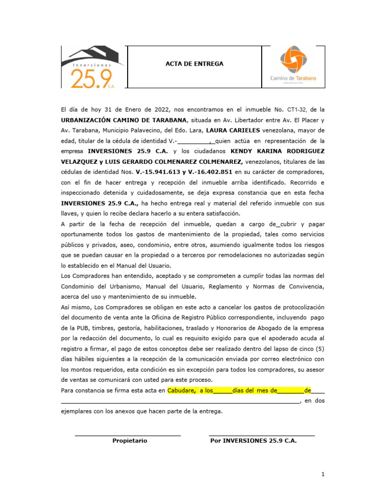 Entrega CDT | PDF | Condominio