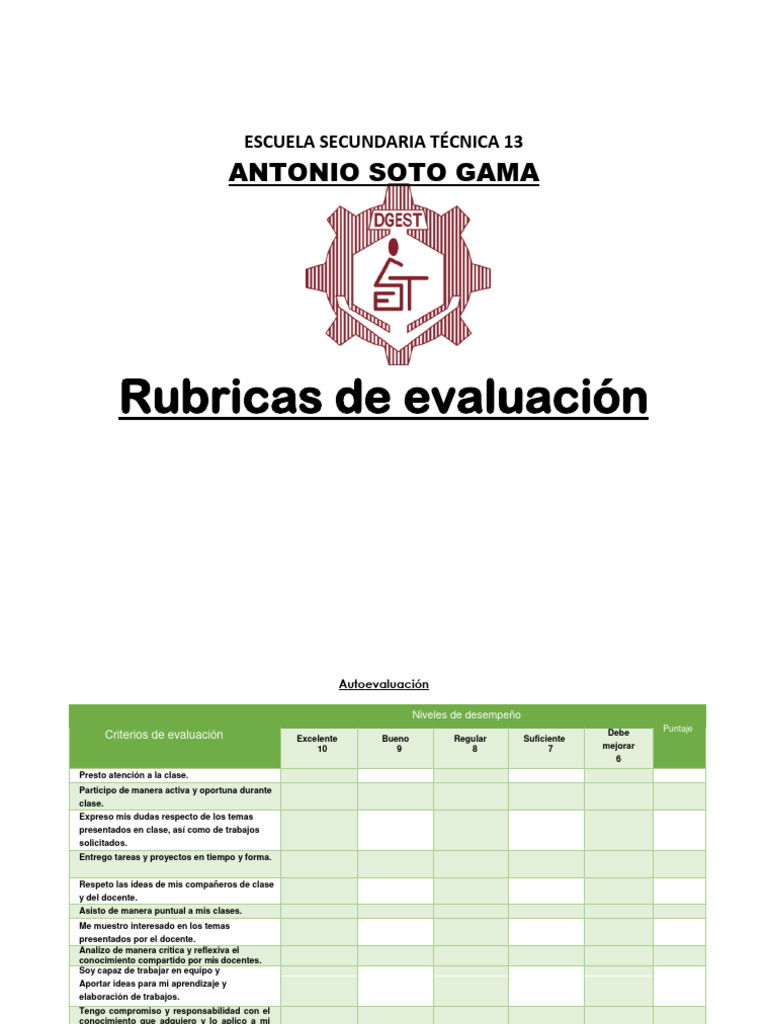 Rubricas de evaluación | PDF | Evaluación | Maestros