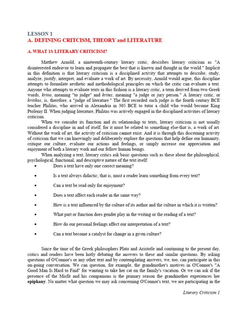 Lesson 1 | PDF | Beauty | Literary Criticism