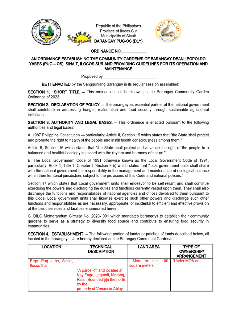 Hapag Brgy. Ordinance | PDF
