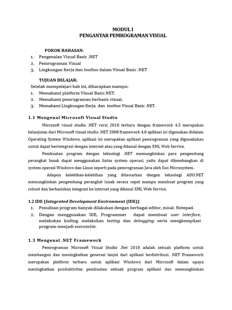 Pengantar Visual Basic .NET | PDF