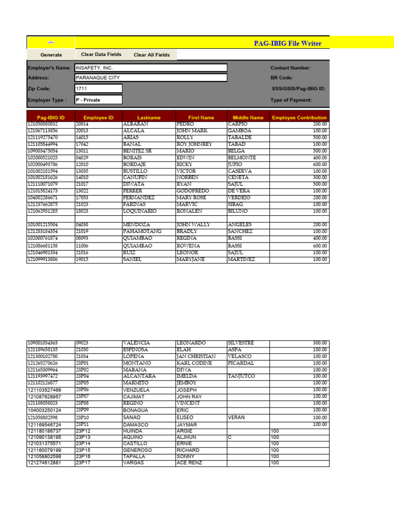 Pagibig Filewriter Contribution - DECEMBER | PDF