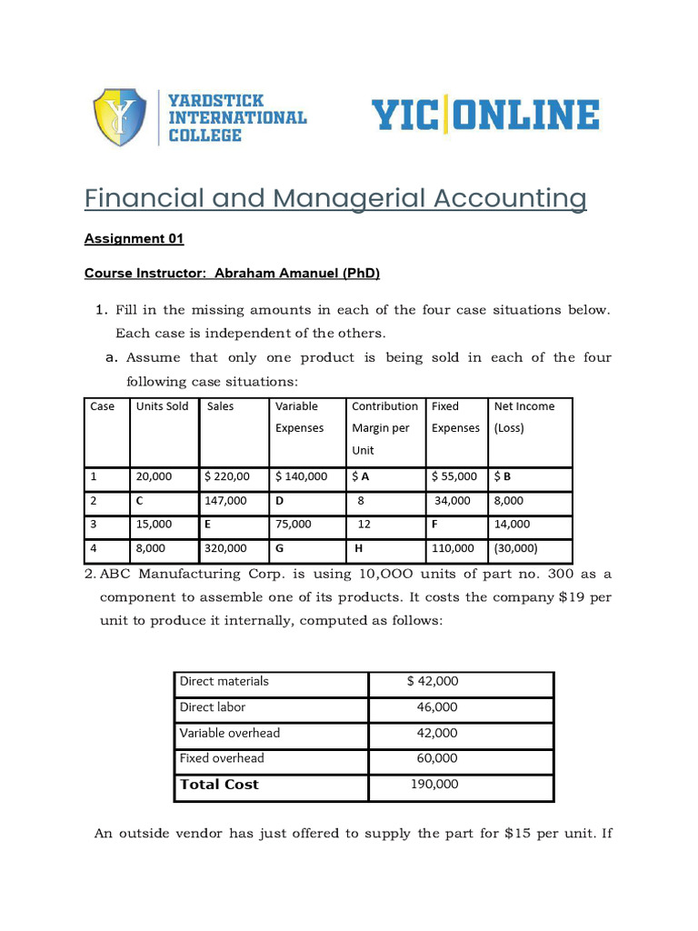 Financial Accounting Case Study Analysis | PDF | Cost | Prices