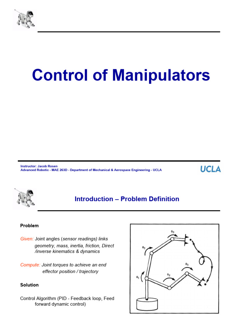 Control of Manipulators | PDF | Robotics | Control Theory