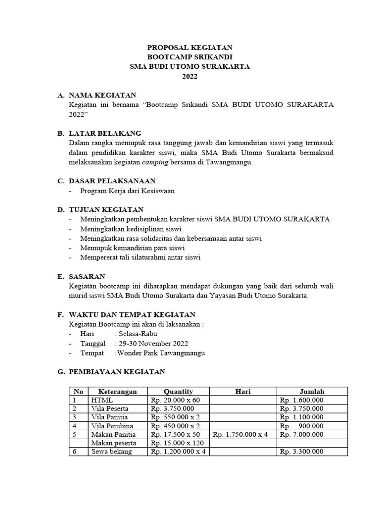Proposal Bootcamp Srikandi 2023 | PDF