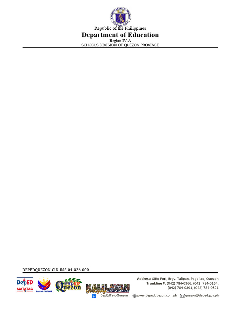 DepEd Quezon Contact Information | PDF