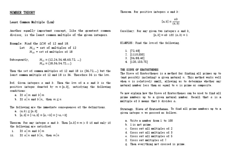 NT.L4 Least Common Multiple. | PDF