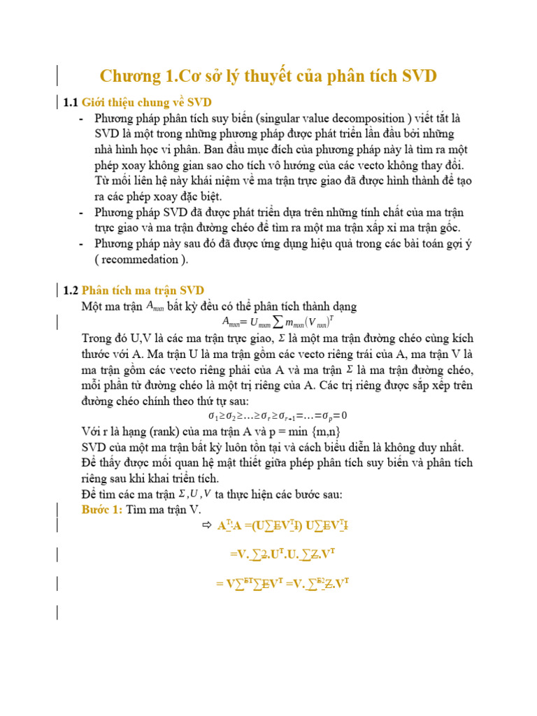Bài tập lớn đại số tuyến tính Phân tích SVD | PDF